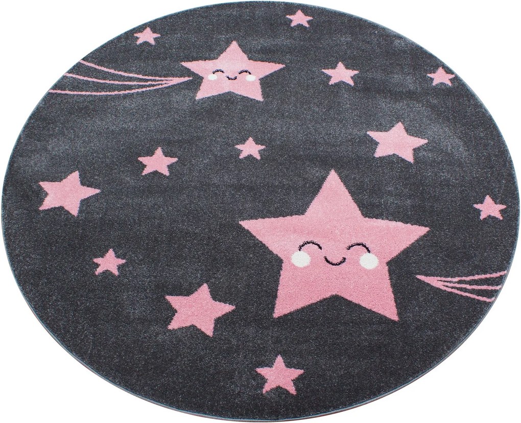 Ayyildiz koberce AKCE: 160x160 (průměr) kruh cm Dětský kusový koberec Kids 610 pink kruh - 160x160 (průměr) kruh cm