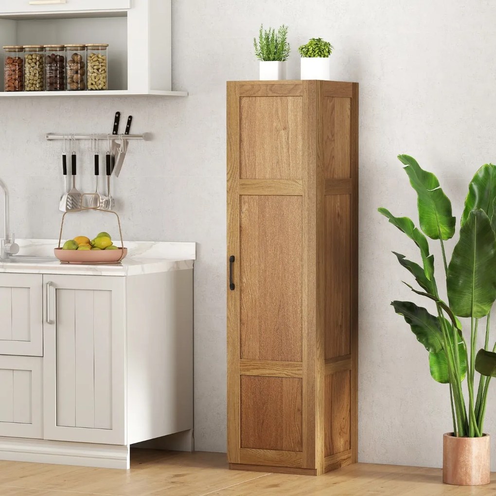 Costway 150 cm vysoká úložná skříň volně stojící 4patrová podlahová – přírodní