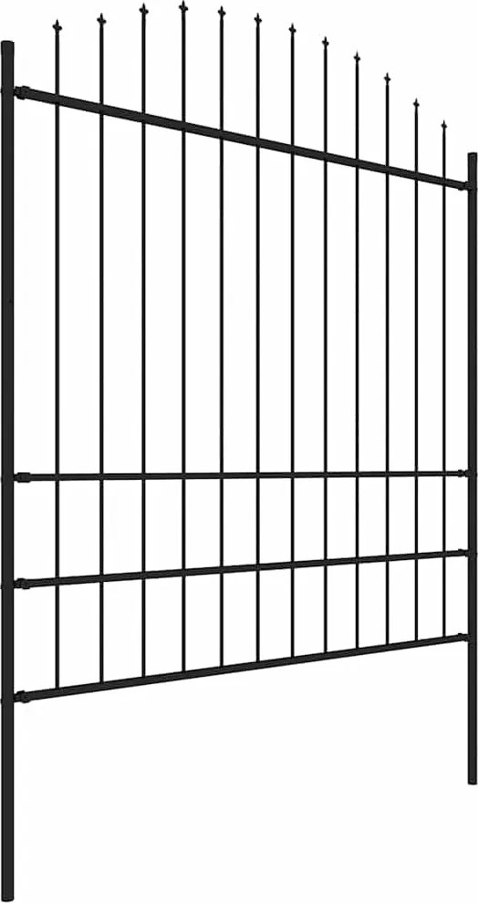Zahradní plot s kopím nahoře ocelový 337 x 200 cm černý 277749