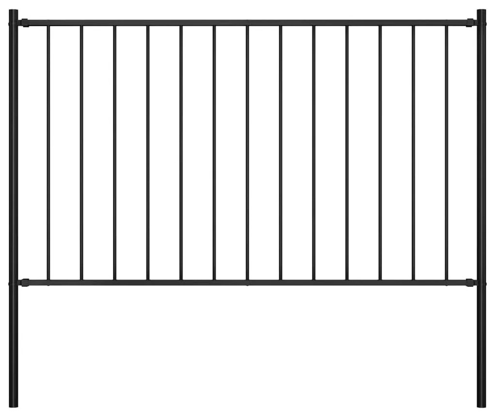 Plotový panel se sloupky, práškově lakovaná ocel 1,81 x 0,75 m, černý