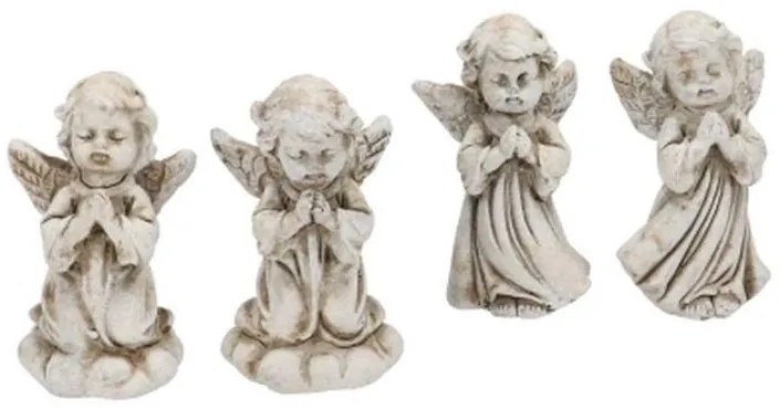 4ks šedá antik cementová dekorace modlící se anděl - 5*4*9 cm