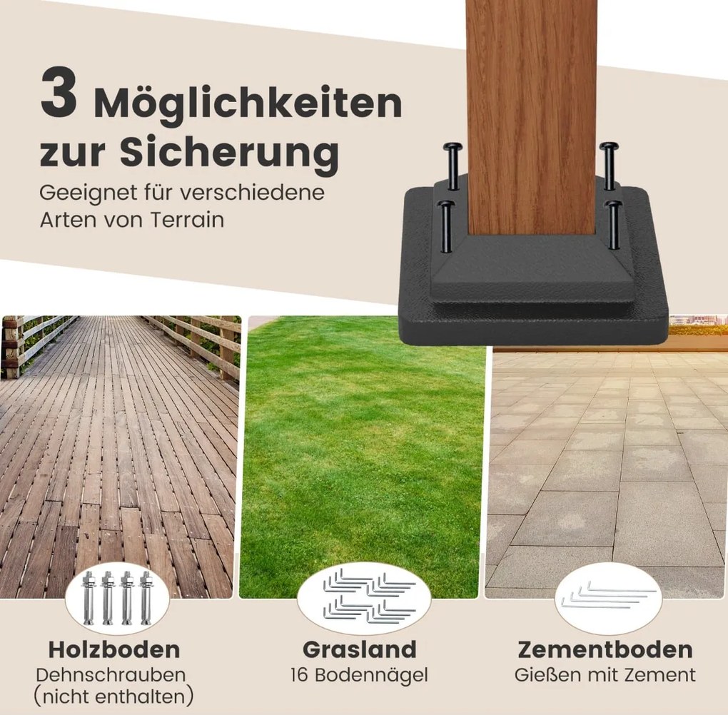 Costway Pergola se stahovací střechou Vodotěsná stabilní Zimní odolný altán