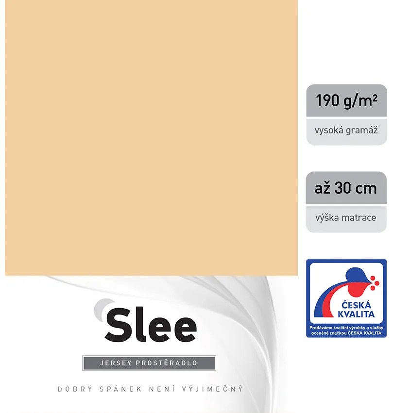 Slee jersey prostěradlo - medová Rozměr: 180 x 200 cm