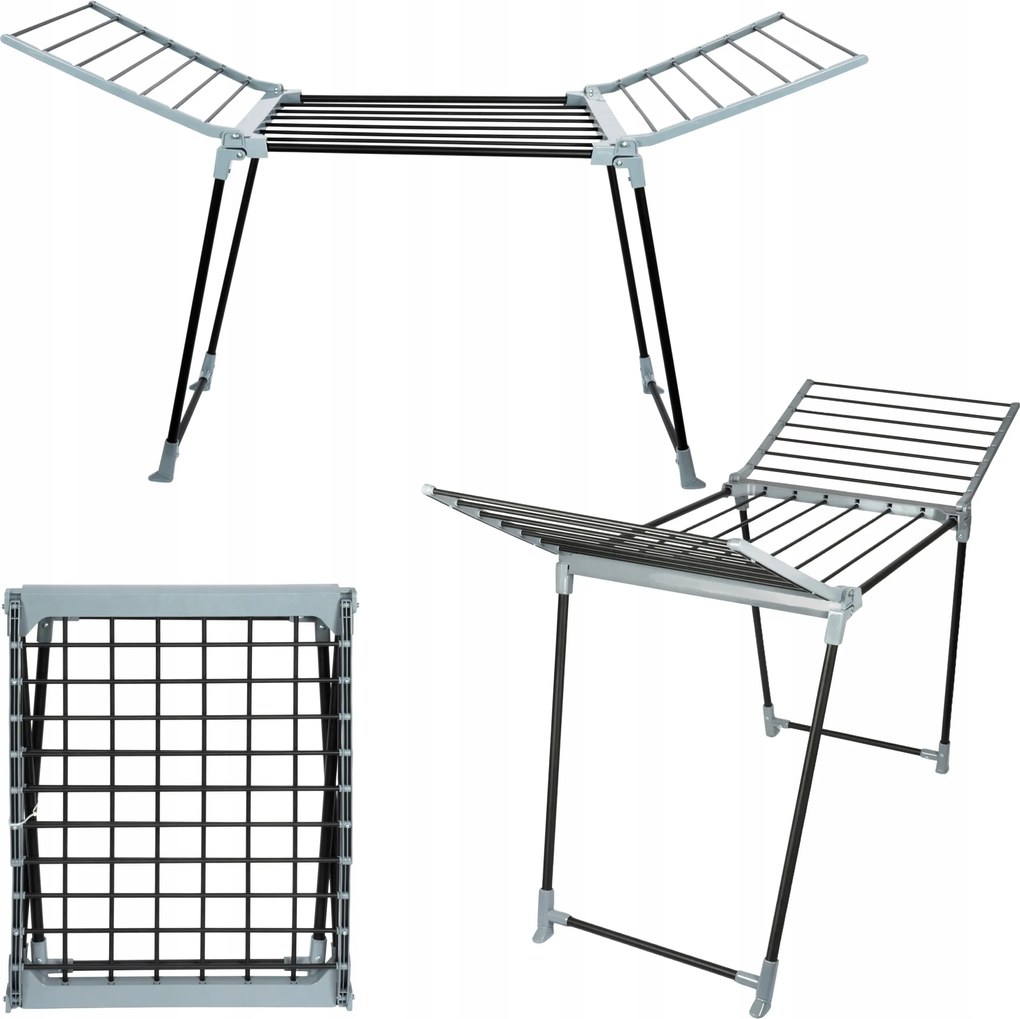 Sušák Na Prádlo Stojící, Černý, Skládací, Koupelnový, Moderní A Odolný