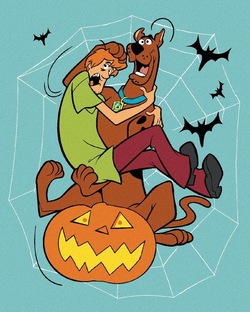 Zuty - shaggy a scooby-doo na dýni, 40×50 cm, vypnuté plátno na rám