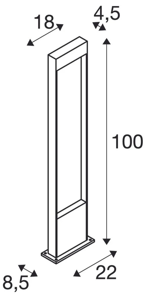 SLV 1002959 Flatt Pole 100, venkovní sloupek LED 9,7W 3000K, antracit/imitace dřeva, výška 100cm, IP65