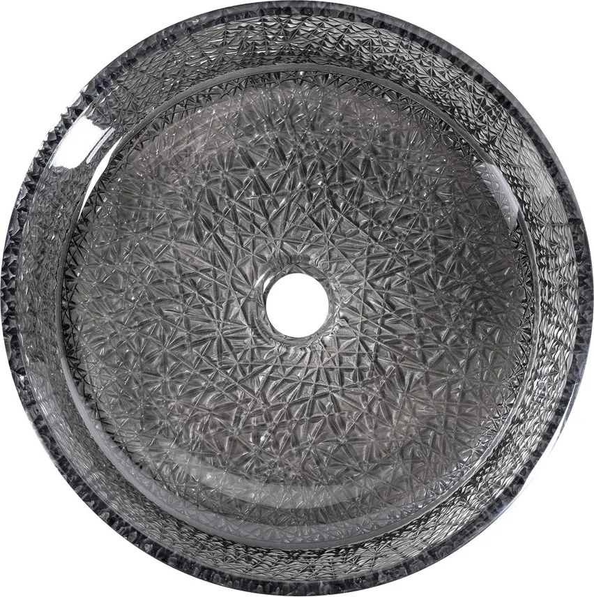 Sapho Sapho, ERSEL gravírované skleněné umyvadlo na desku průměr 39,5cm, černá, TY323B