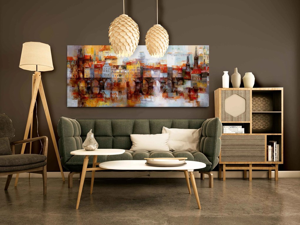 Obraz Staré Město pražské Orange Velikost (šířka x výška): 150x60 cm