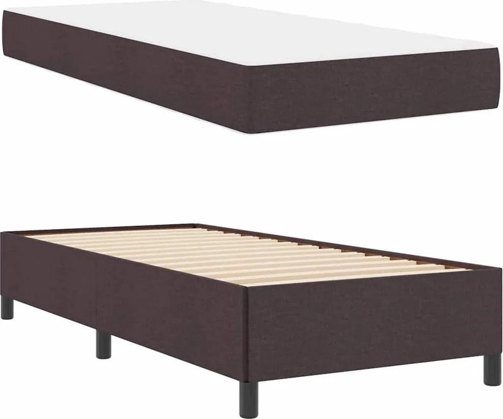 Postel s boxspringem Tmavě hnědá 90 x 190 cm textil 3398825