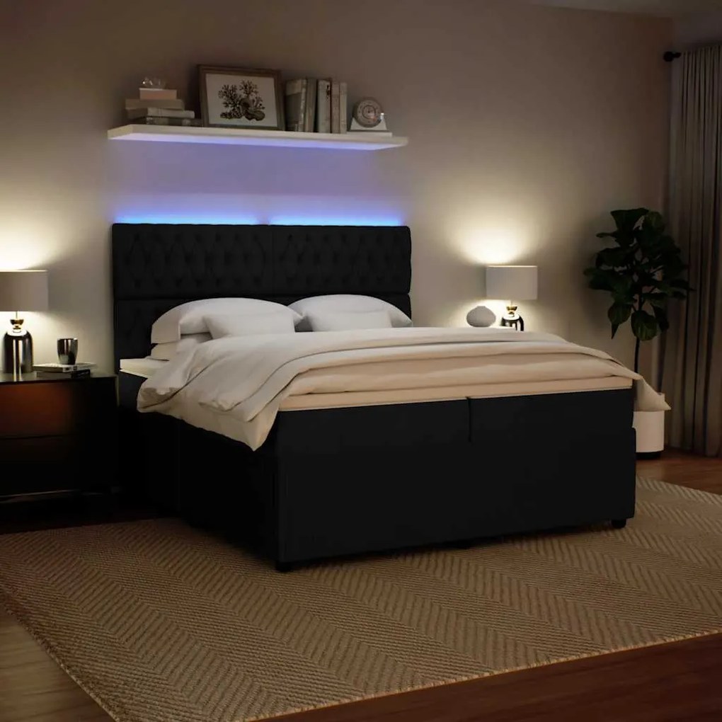Box spring postel s matrací černá 200x200 cm samet 3294738
