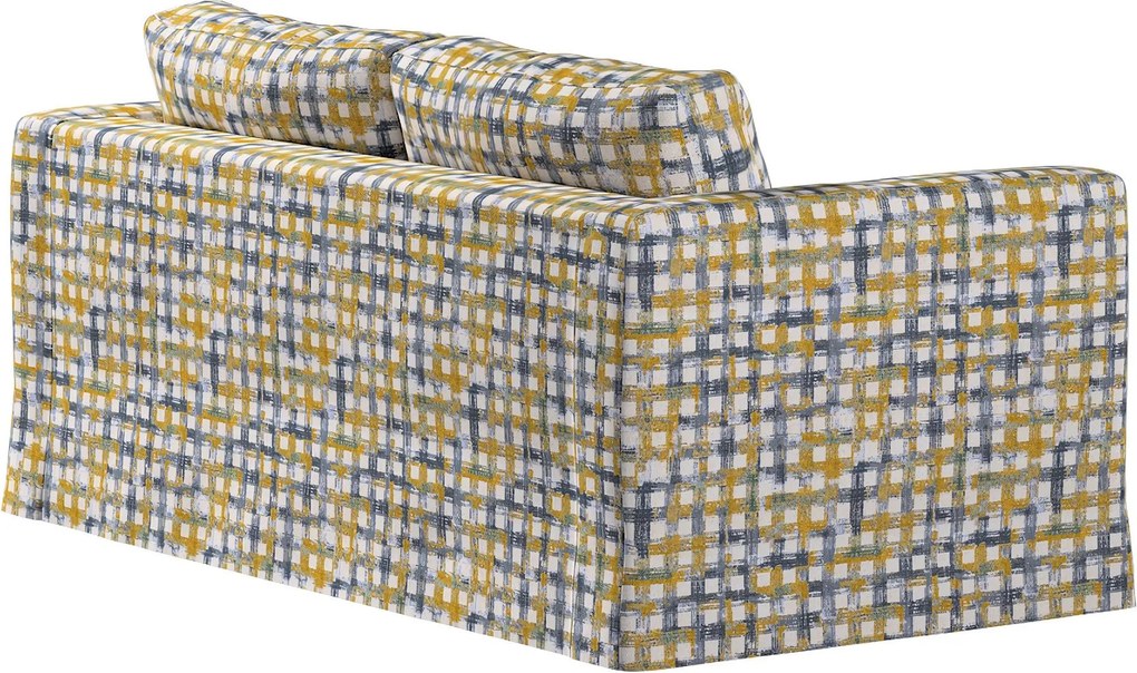 Potah na pohovku IKEA Karlstad 2-místná , nerozkládací, dlouhý barva modrá látka pletený vzor, vzorované