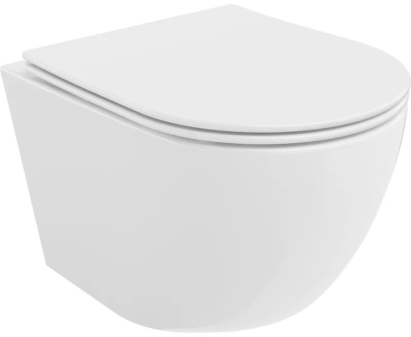 Mexen LENA Rimless, závěsná WC mísa se sedátkem pomalu-padajícím SLIM, 48 x 36 cm, bílá, 30220400