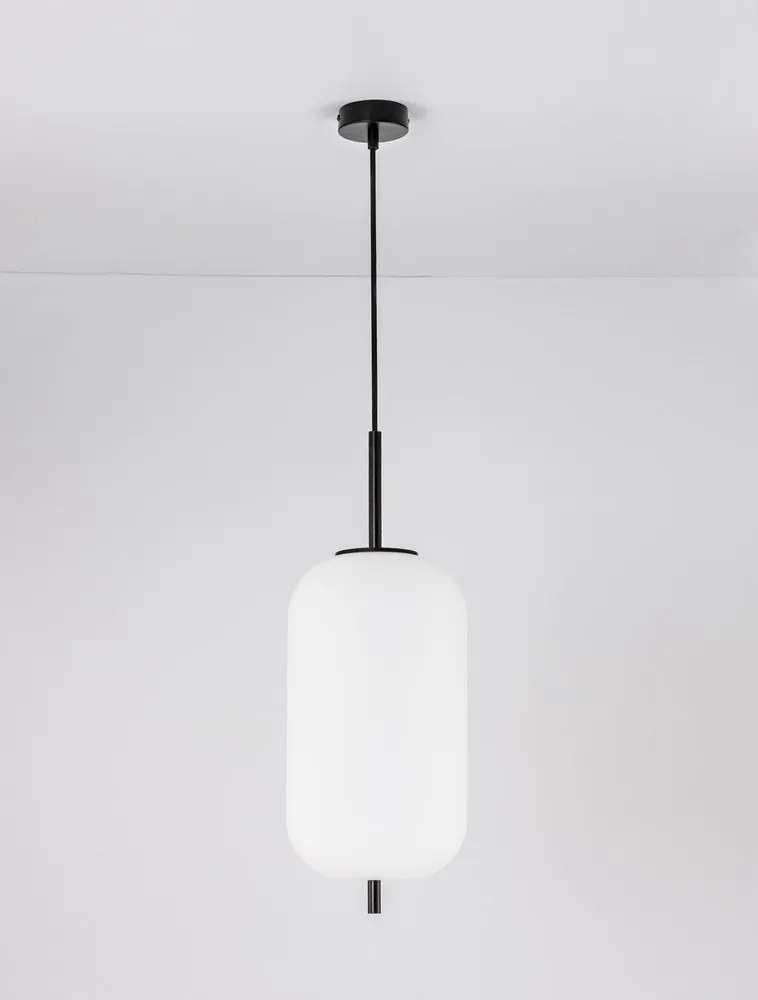 Bílé/černé skleněné závěsné svítidlo ø 22 cm Lato – Nova Luce