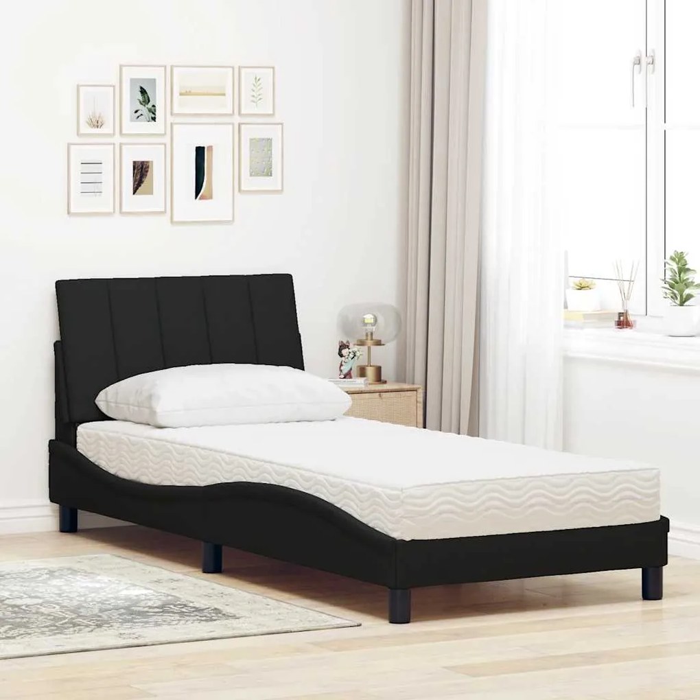 Postel s matrací Hanko černá 90 x 190 cm textil 3310498