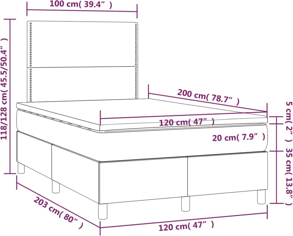Box spring postel s matrací bílá 120x200 cm umělá kůže 3142774