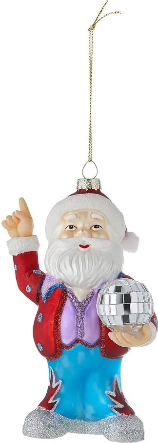 HANG ON Skleněná ozdoba Santa a disko