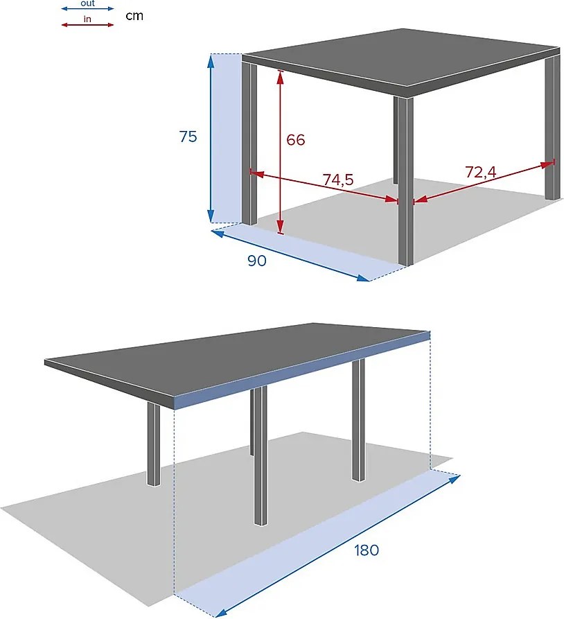 DEOKORK Hliníkový stůl VALENCIA 90/180x90 cm (ivory)