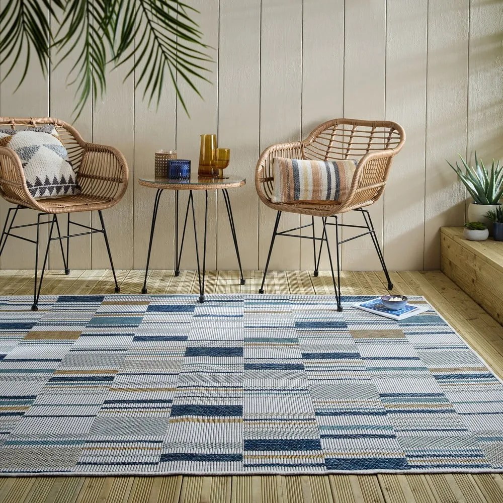 Žluto-modrý vnitřní a venkovní koberec 120x170 cm Rosco Geo – Flair Rugs