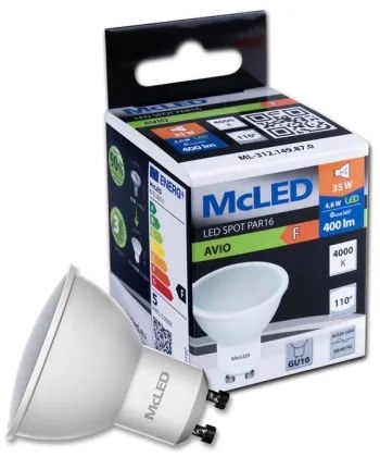 LED žárovka GU10 McLED 4,6W (35W) neutrální bílá (4000K), reflektor 100° ML-312.149.87.0