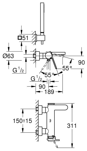 GROHE 33547003 - Vanová baterie PLUS lesklý chrom