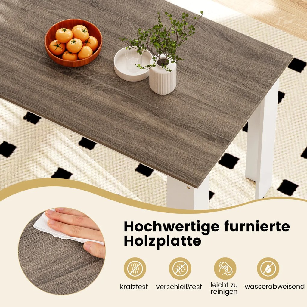 Costway 120 cm jídelní stůl pro 4-6 osob dřevěný velký, bílý