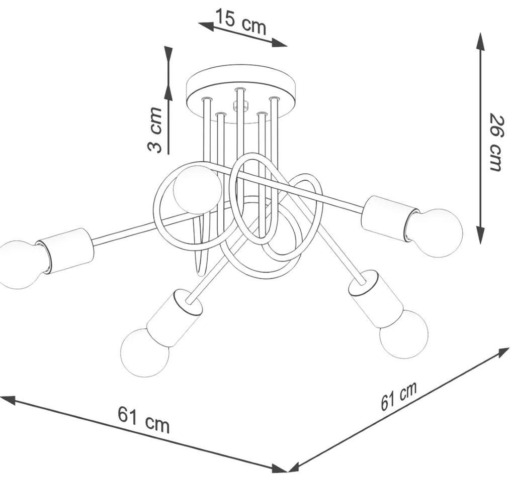 Stropní svítidlo Ember 5, dřevěné tělo svítidla, b