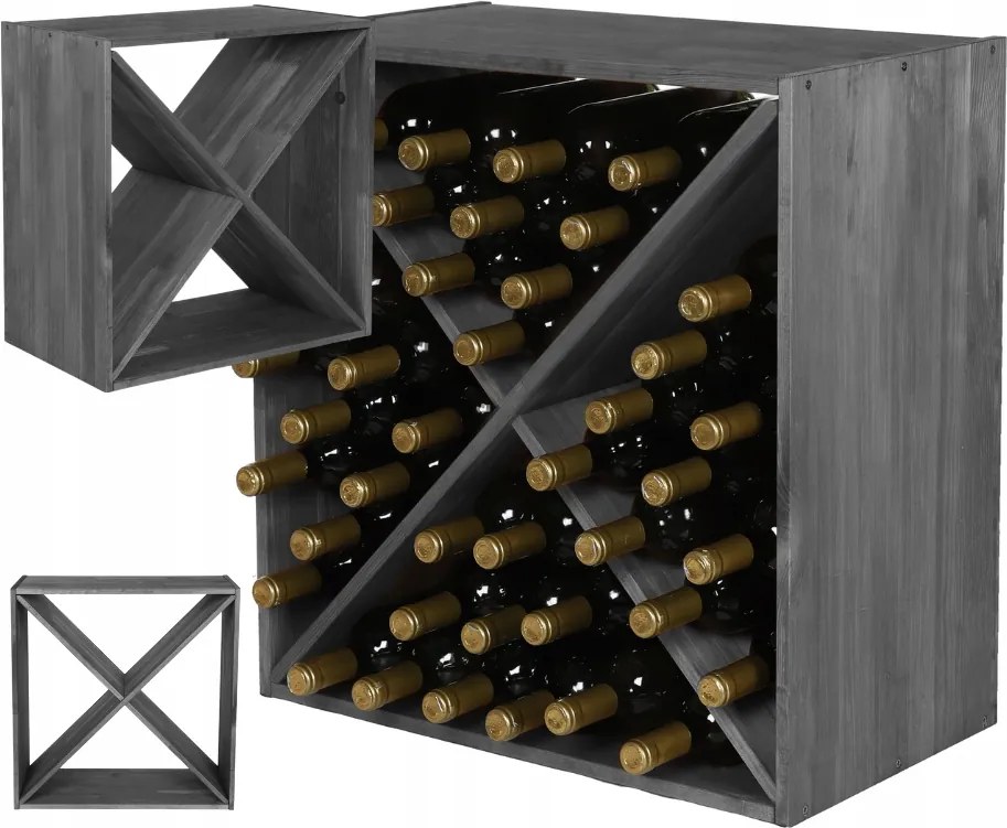 Stojan na víno skříňka na lahve regál typu X 60x60x30 cm Pevný Prostorný