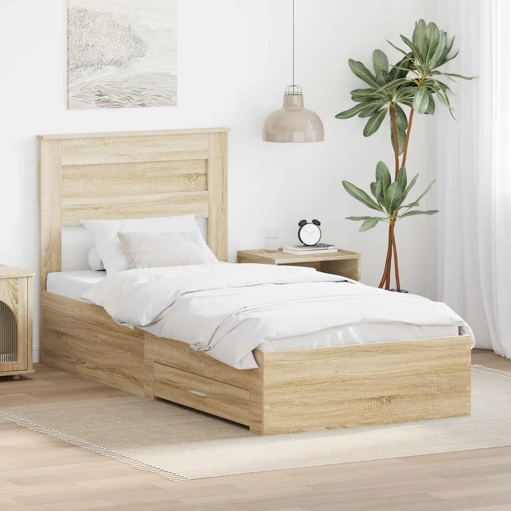Rám postele se zásuvkou Sonoma dub 90 x 200 cm Kompozitní dřevo 3410037