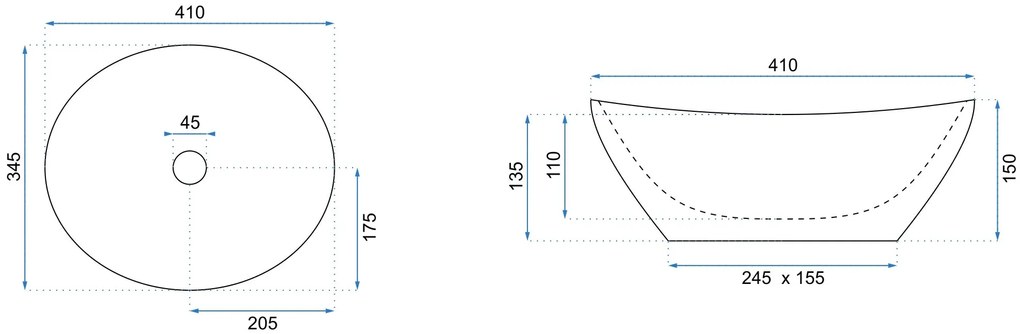 Keramické umyvadlo na desku REA SOFIA WHITE bílé/černé