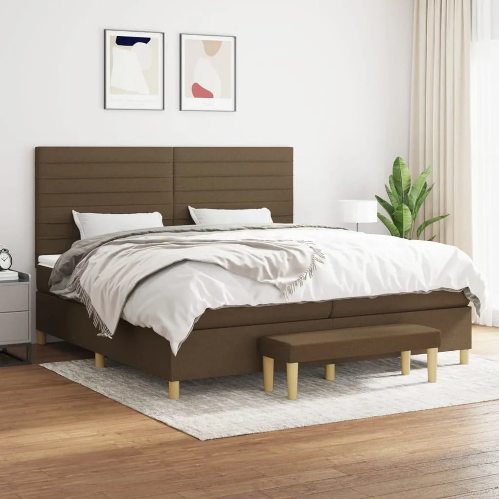 Box spring postel s matrací tmavě hnědá 200x200 cm textil 3137264