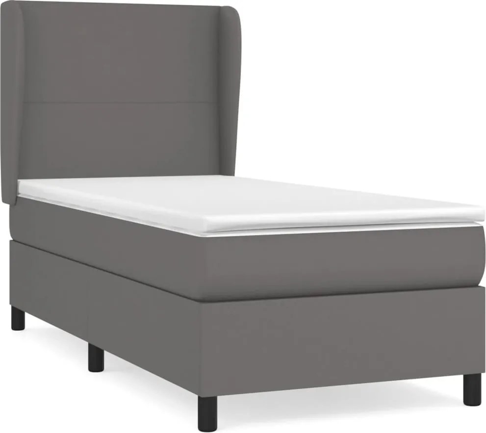 vidaXL Box spring postel s matrací 100x200 cm umělá kůže [3128899] Barva: Šedá