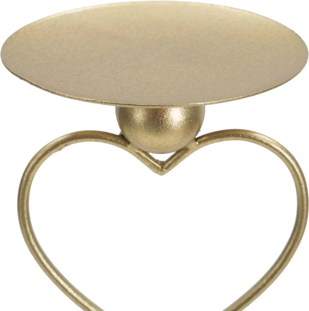Kovový svícen Heart 32 cm zlatý/mramor