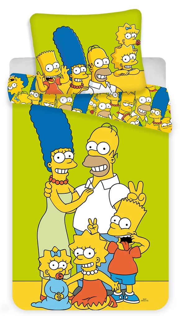 Jerry Fabrics Povlečení Simpsons Family ''Green'' - 140x200, 70x90, 100% bavlna