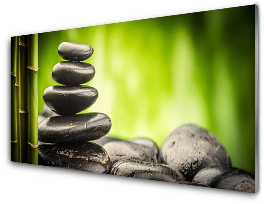 Obraz na skle Bambus Kameny Umění 140x70 cm