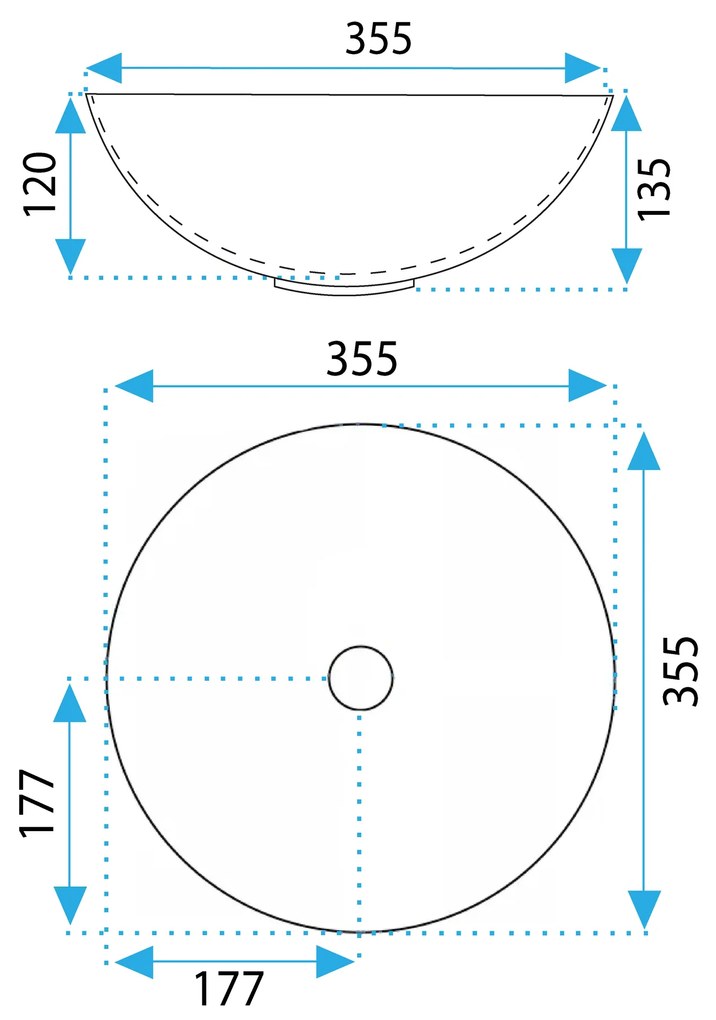 Rea Stella, umyvadlo na desku 355x355x135 mm, imitace kamene-Aiax Shiny, REA-U9088