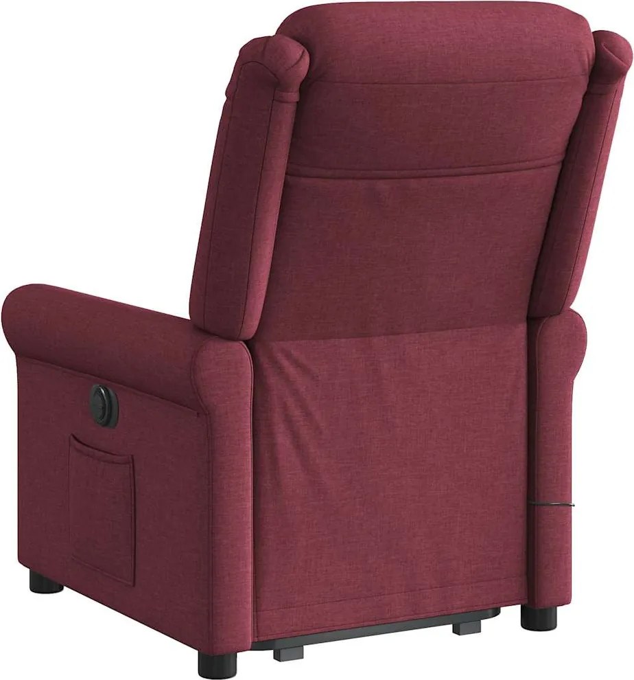 Zvedací masážní polohovací křeslo vínové textil 3303327