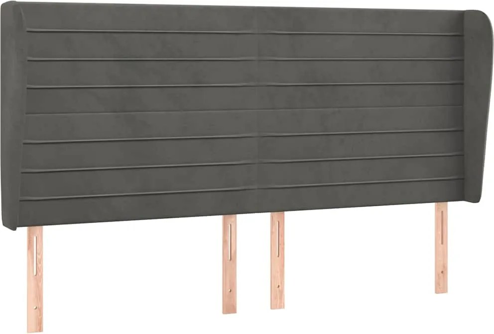 Čelo postele typu ušák tmavě šedé 203x23x118/128 cm samet 3118163