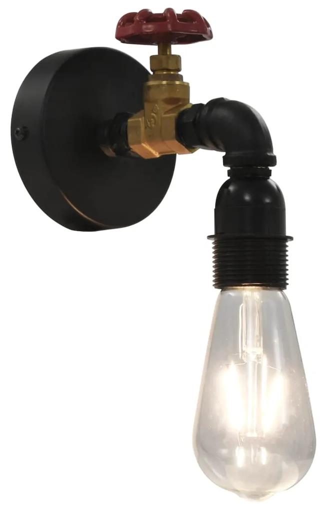281630 vidaXL Nástěnná lampa design vodovodní kohoutek černá E27
