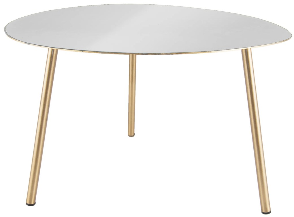 Select Time Bílý konferenčí stolek Voalo L, zlatá podnož