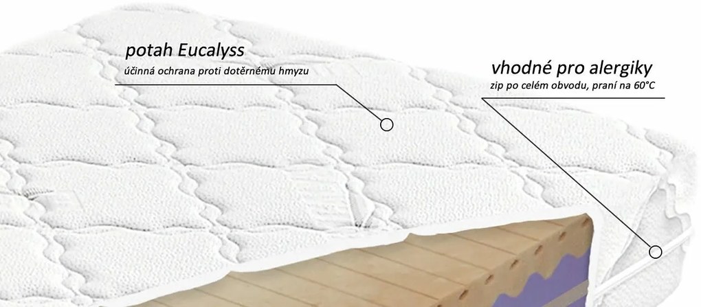 Tvrdší ortopedická matrace BIOGREEN XXL, 25cm, 170kg, studená pěna, 7 let záruka