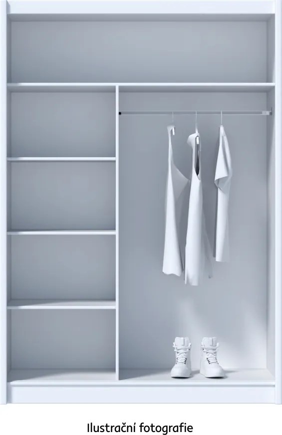 Skříň s posuvnými dveřmi, černá/dub craft, 150x215 cm, LADDER