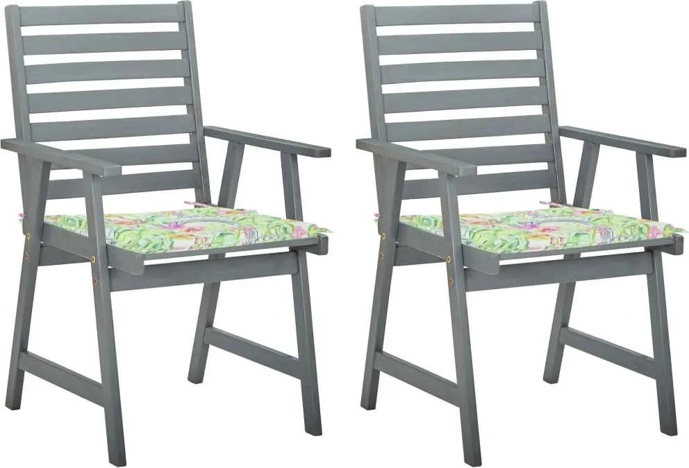 vidaXL Zahradní jídelní židle s poduškami 2 ks masivní akáciové dřevo [3064402] Barva: Zelená
