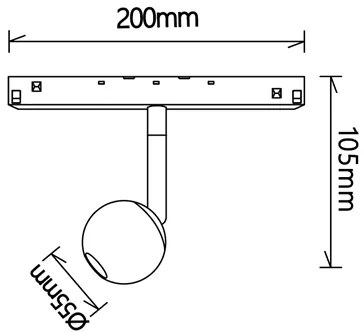 Mantra Magneto 48V Gruissan, černý spot LED 7W 2700K 38°, TRIAC, průměr 5,5cm