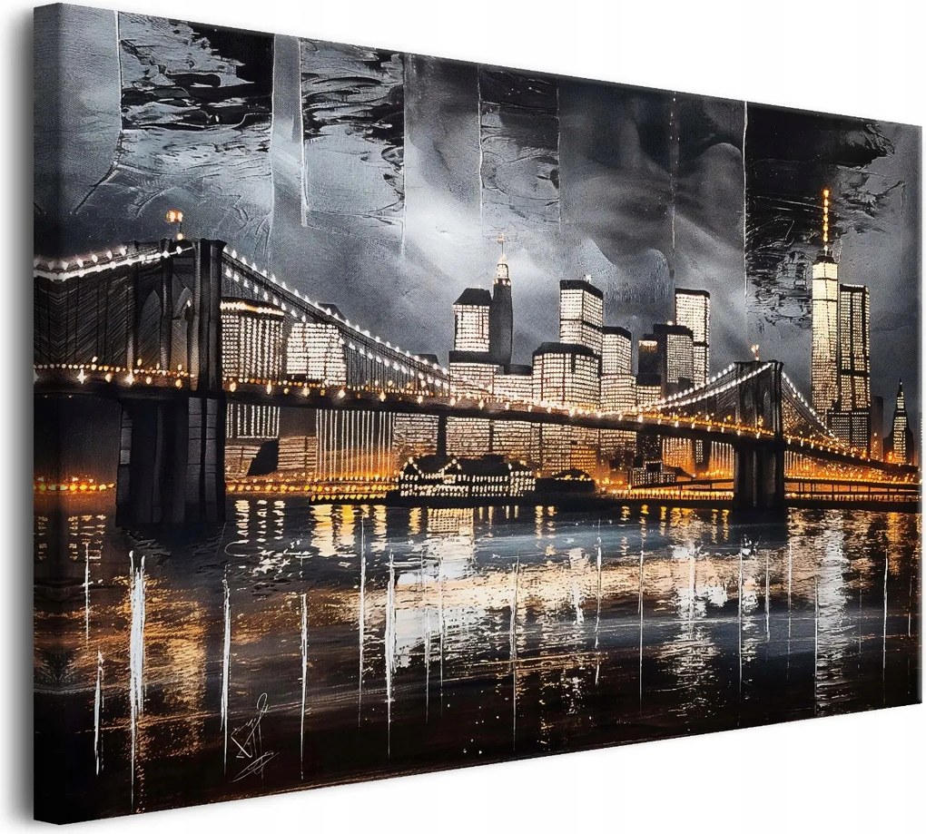 Obraz na plátně Nástěnná dekorace do obývacího pokoje New York v noci 80x120