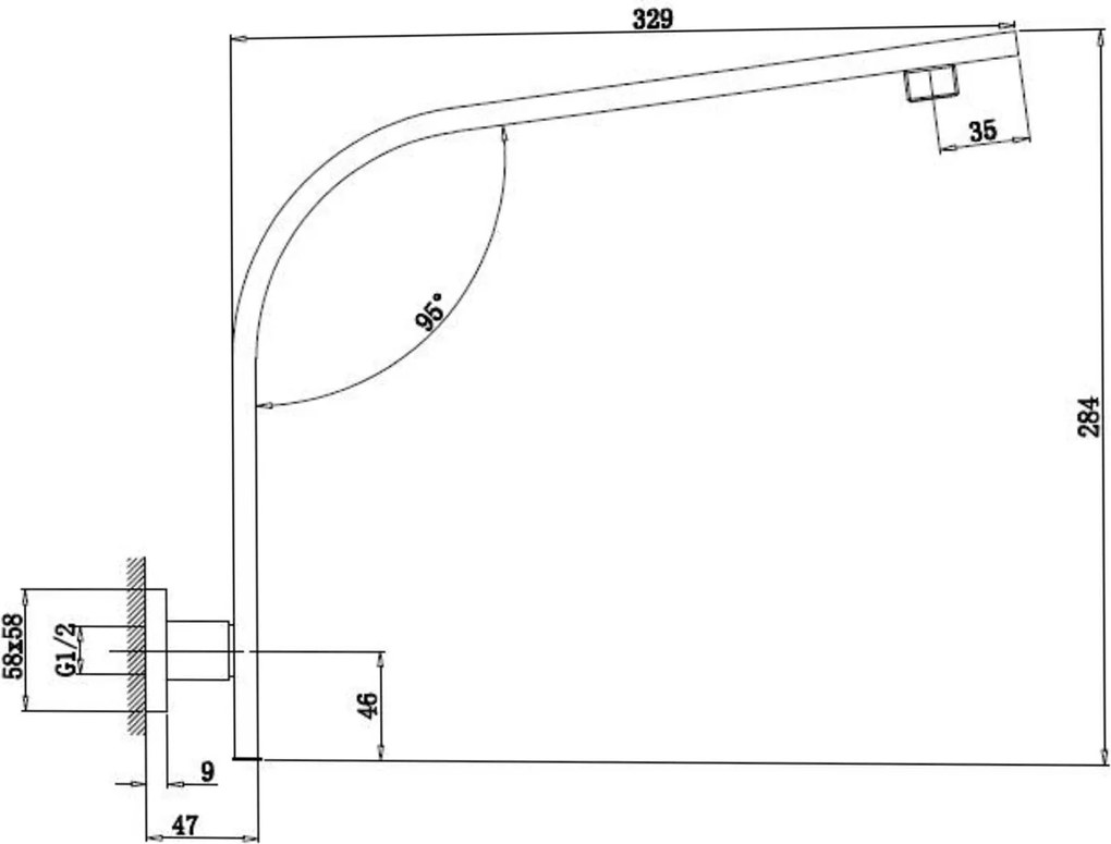 Sapho sprchové ramínko zvýšené 330 mm chrom 9002