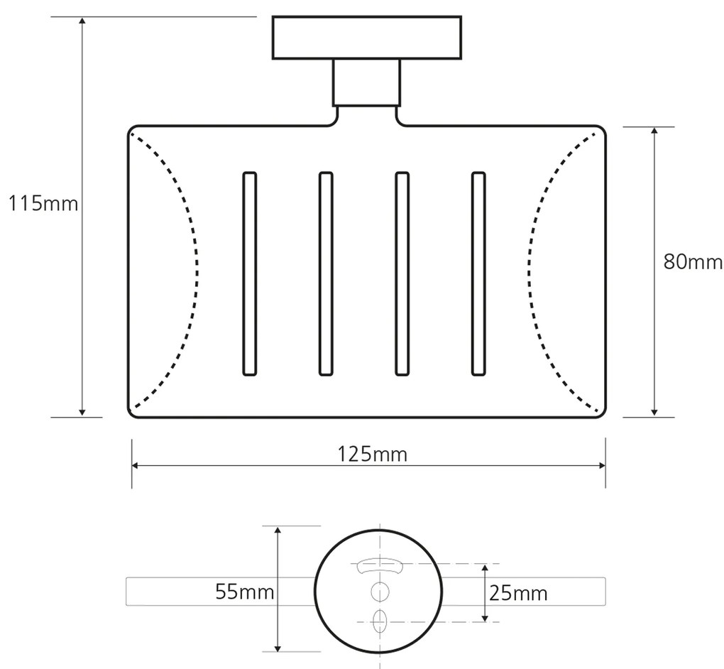 Sapho Sapho, X-ROUND mýdlenka obdélníková s otvory, chrom, XR804