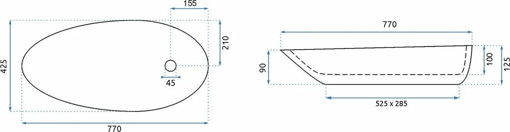 Rea Greta75 umyvadlo, 77 x 43 cm, bílá, REA-U1500