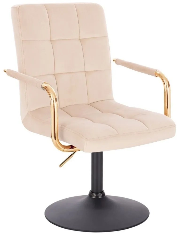 LuxuryForm DESIGN Otočná židle VERONA GOLD VELUR na černém talíři - krémová