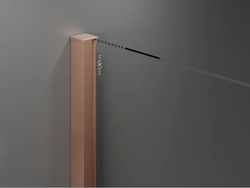 Mexen Velar, sprchový kout s posuvnými dveřmi 90 x 75 cm, 8mm šedé sklo, měděná matná, 871-090-075-41-65