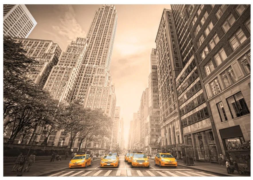 Fototapeta - New York taxi - sepia